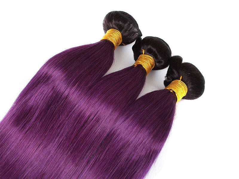 Ombre Remy Human Hair #1B/Purple Straight